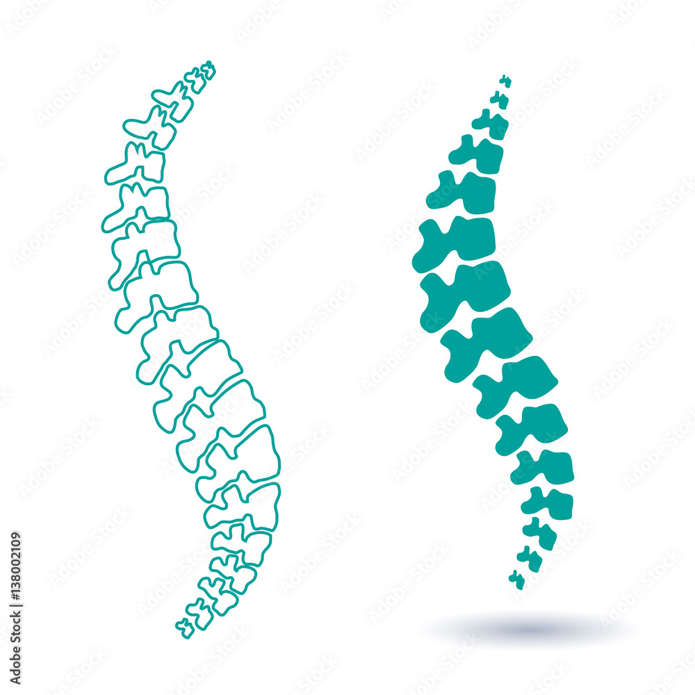 Vector human spine isolated silhouette illustration. Spine pain medical ...