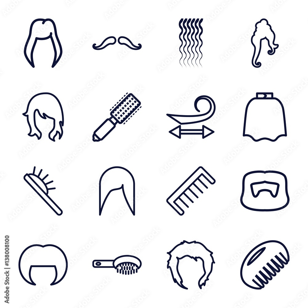 Set of 16 hairstyle outline icons Stock Vector | Adobe Stock