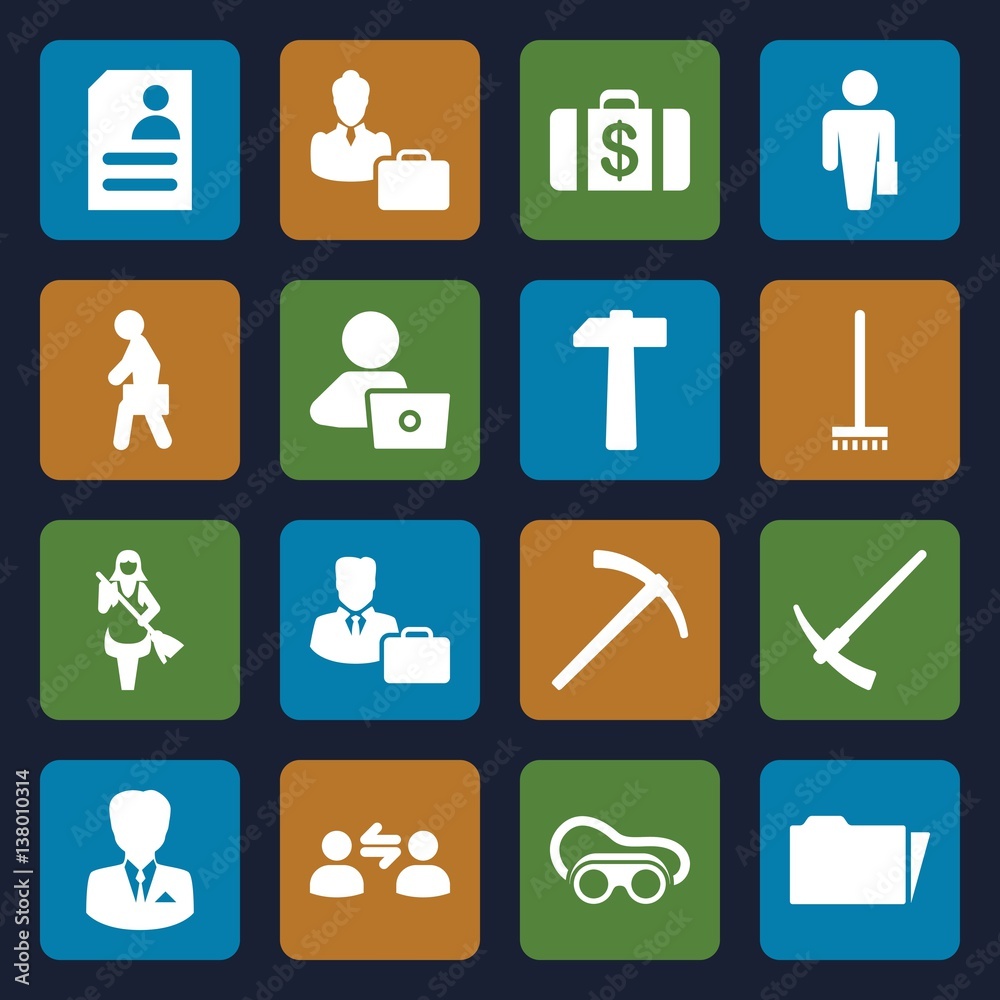Set of 16 job filled icons Stock Vector | Adobe Stock