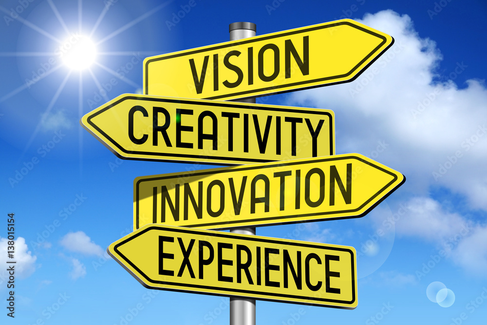 Innovation concept - yellow road-sign Stock Illustration | Adobe Stock