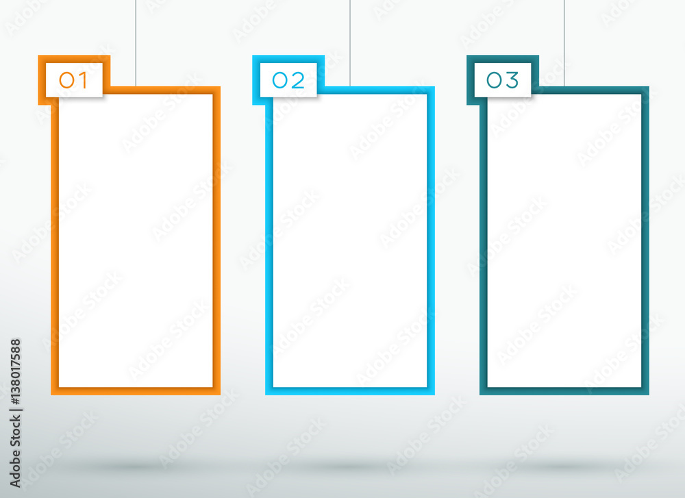 Infographic 3 Numbered 3d Hanging Text Boxes Vector Stock Vector ...