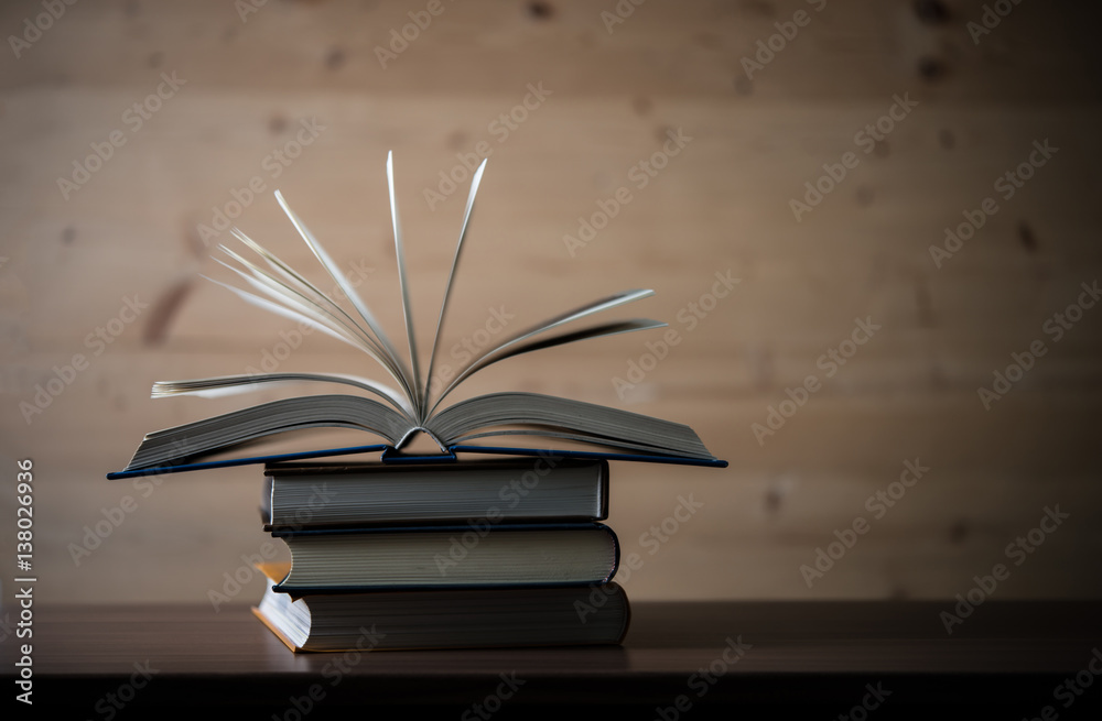 Stack Of Books Open One