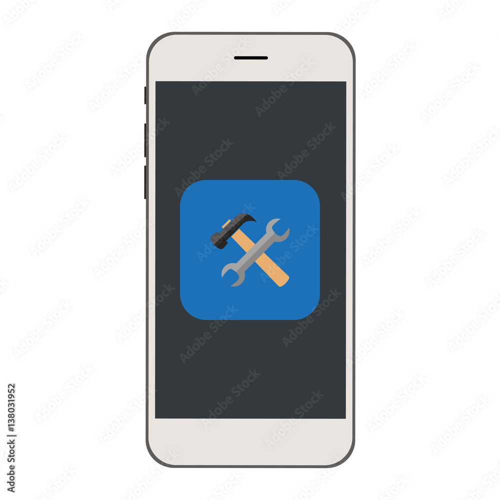 Mobile phone with Tools Icon on the screen. Stock-Vektorgrafik | Adobe ...