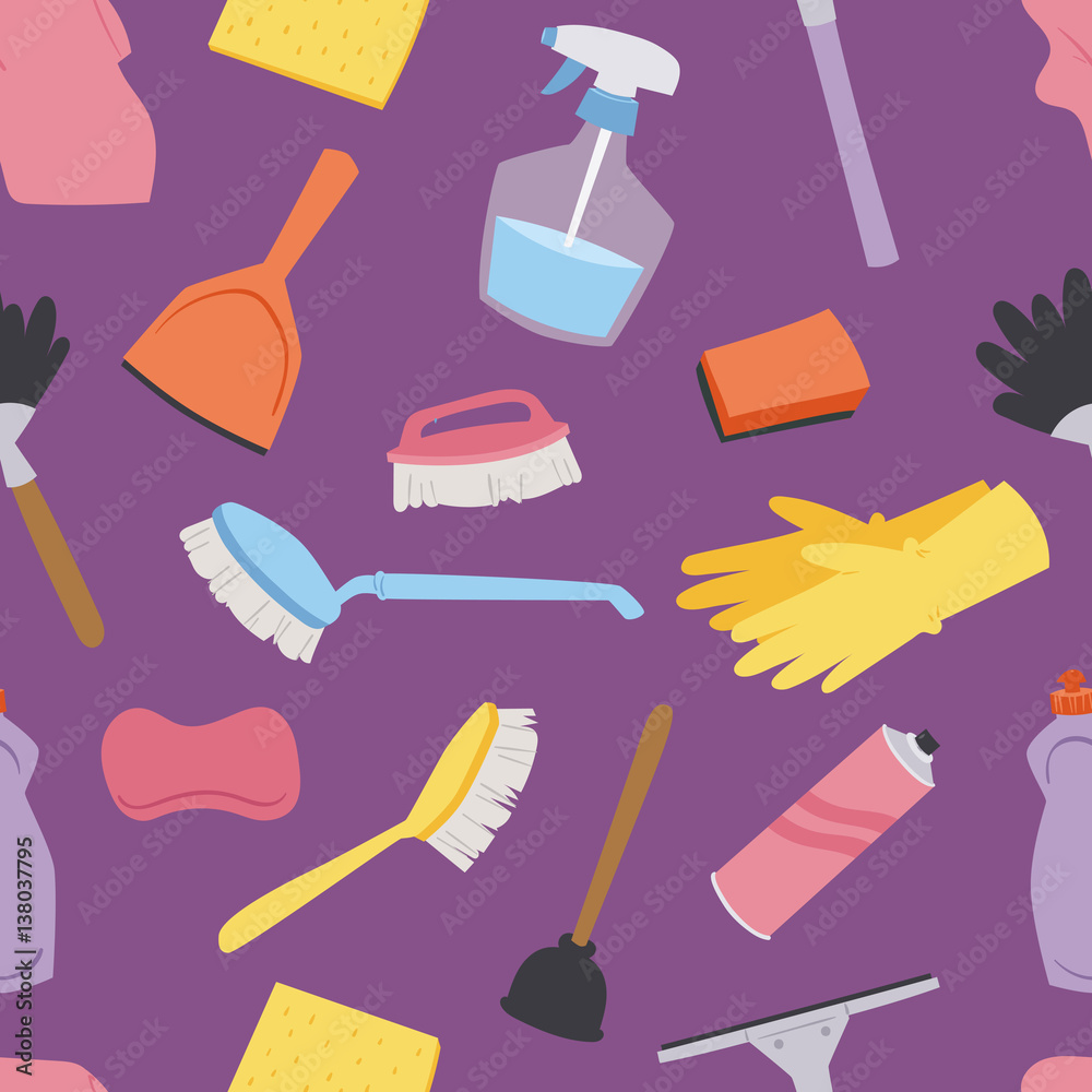 House cleaning tools seamless pattern background Stock Vector | Adobe Stock