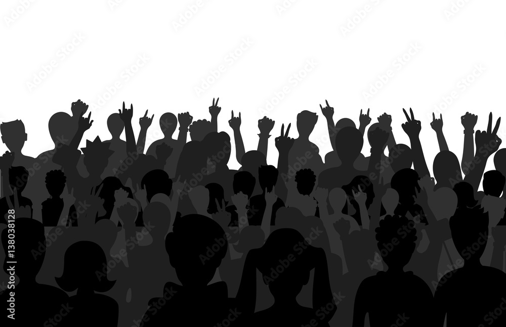 Crowd Of People Standing Silhouette