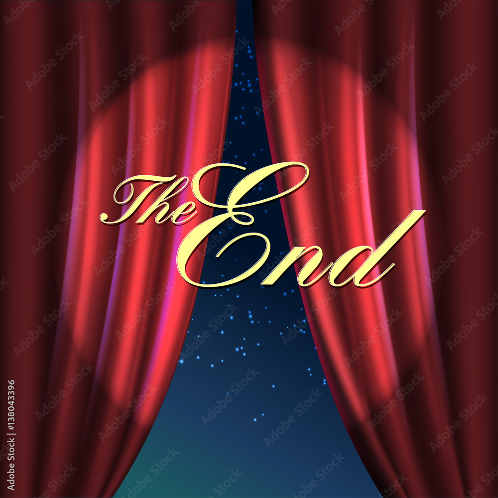 Curtain red. The end message. Vector illustration. เวกเตอร์สต็อก ...