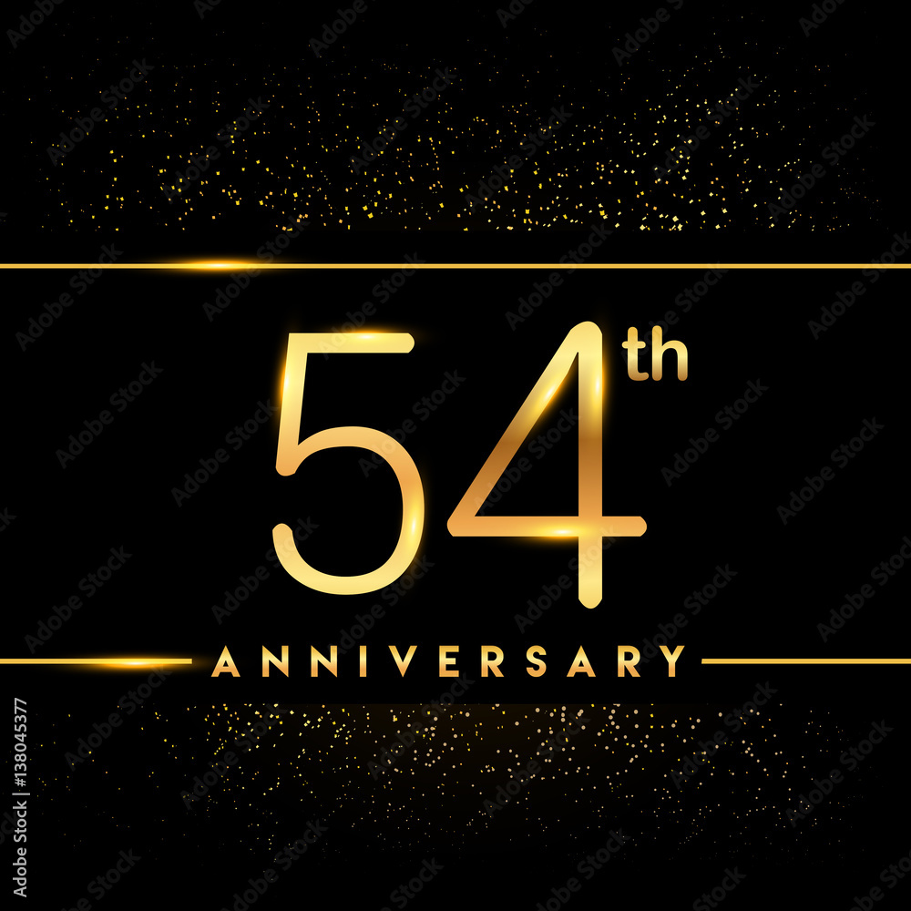 Celebrating of 54 years anniversary, logotype golden colored isolated ...