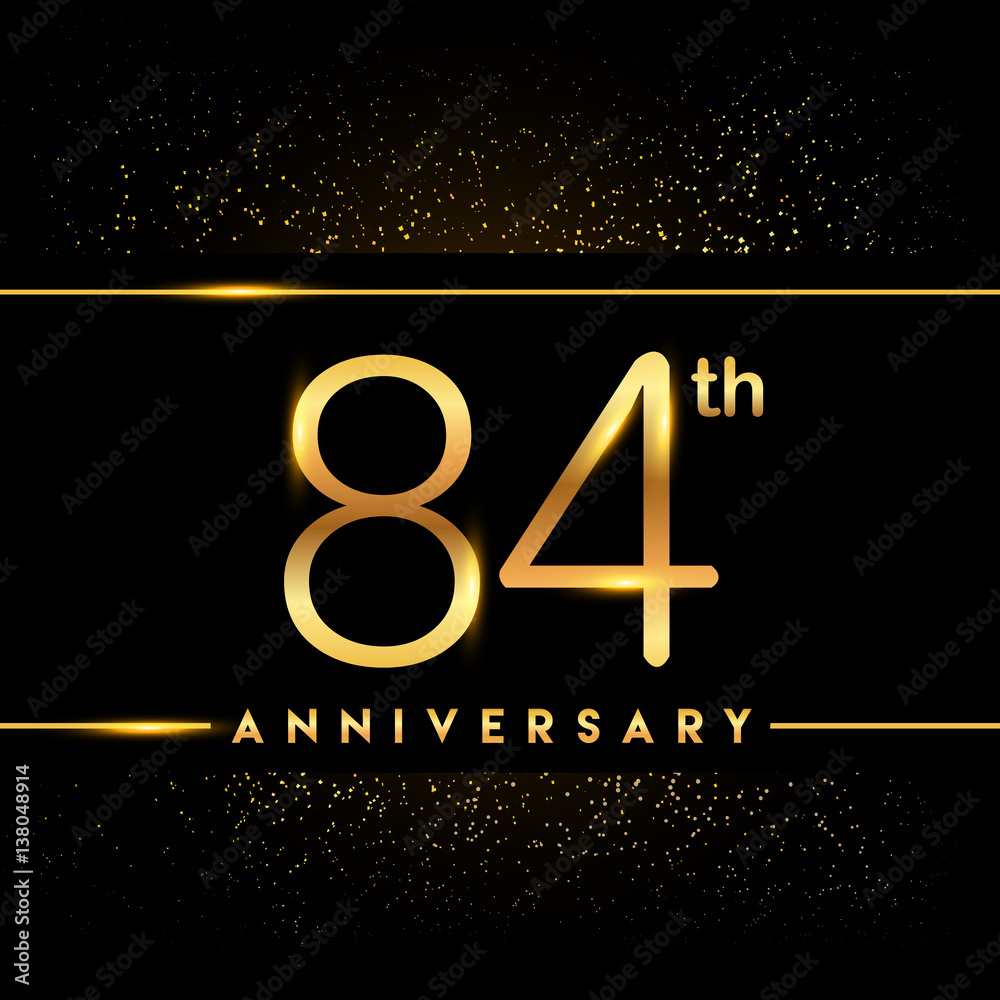 Celebrating of 84 years anniversary, logotype golden colored isolated ...