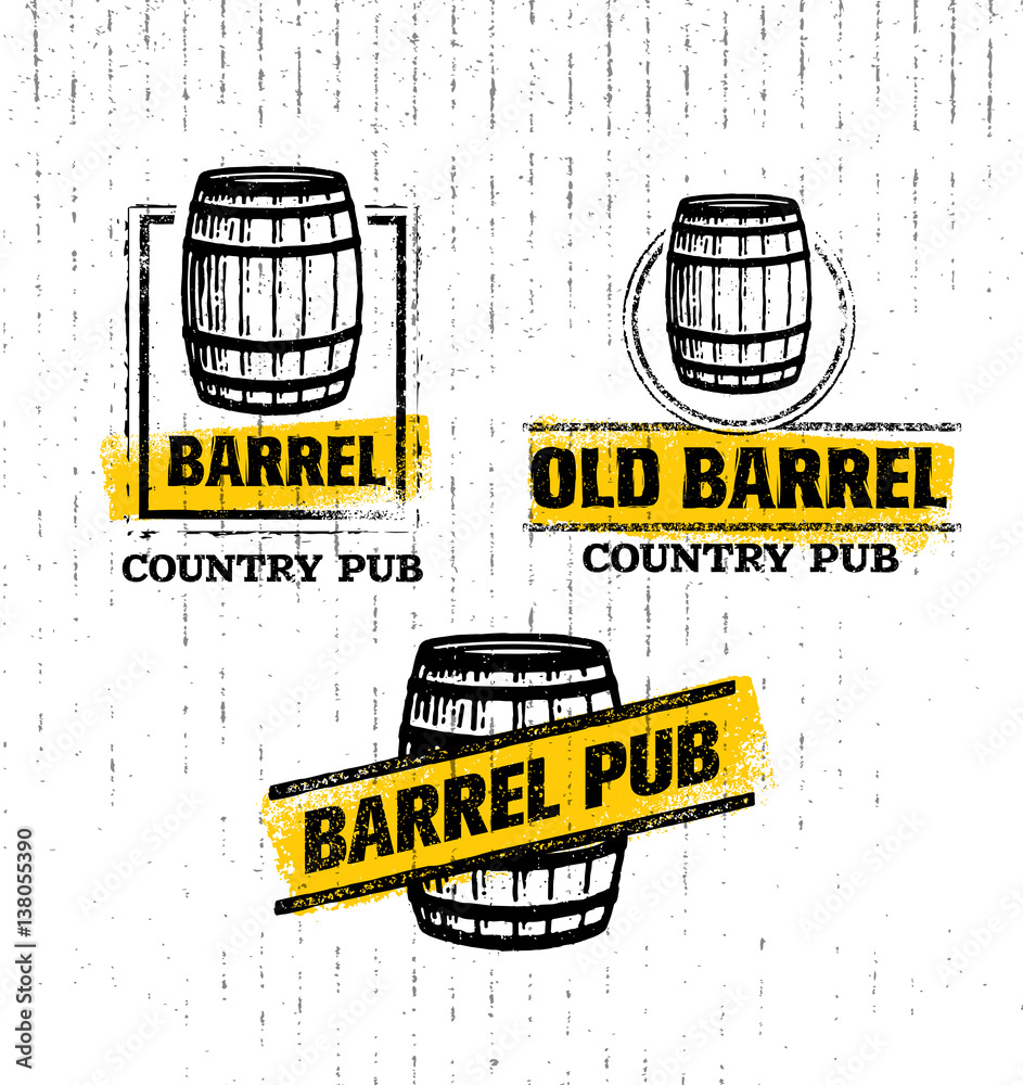 Old Barrel Creative Vector Sign. Stamp Design Element Concept On Grunge ...
