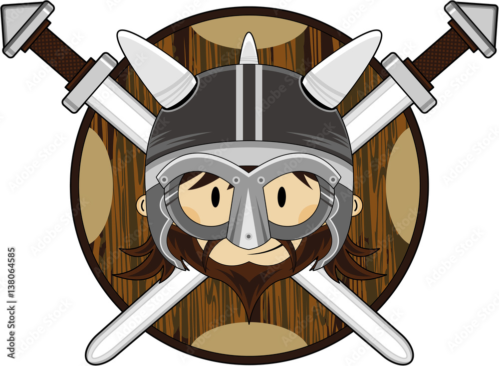 Cartoon Fierce Viking Warrior Stock Vector | Adobe Stock