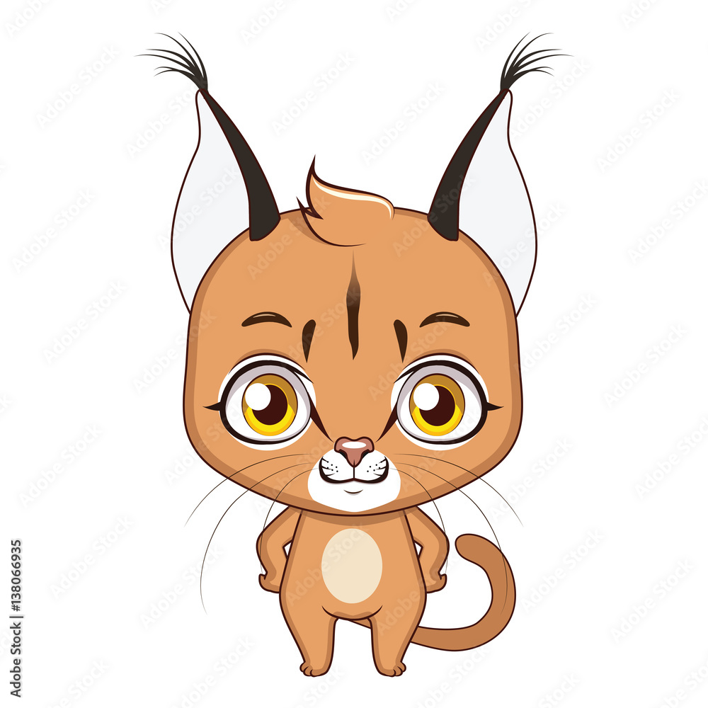 Cute stylized cartoon caracal illustration ( for fun educational ...