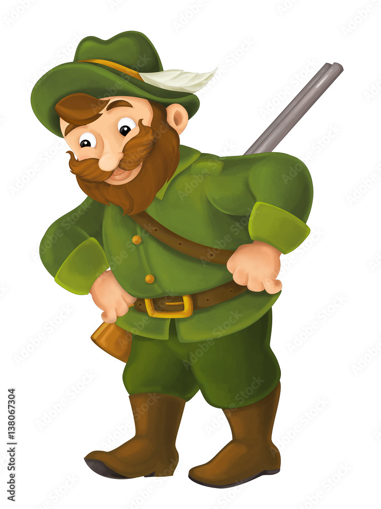 cartoon happy hunter illustration for children Stock Illustration ...
