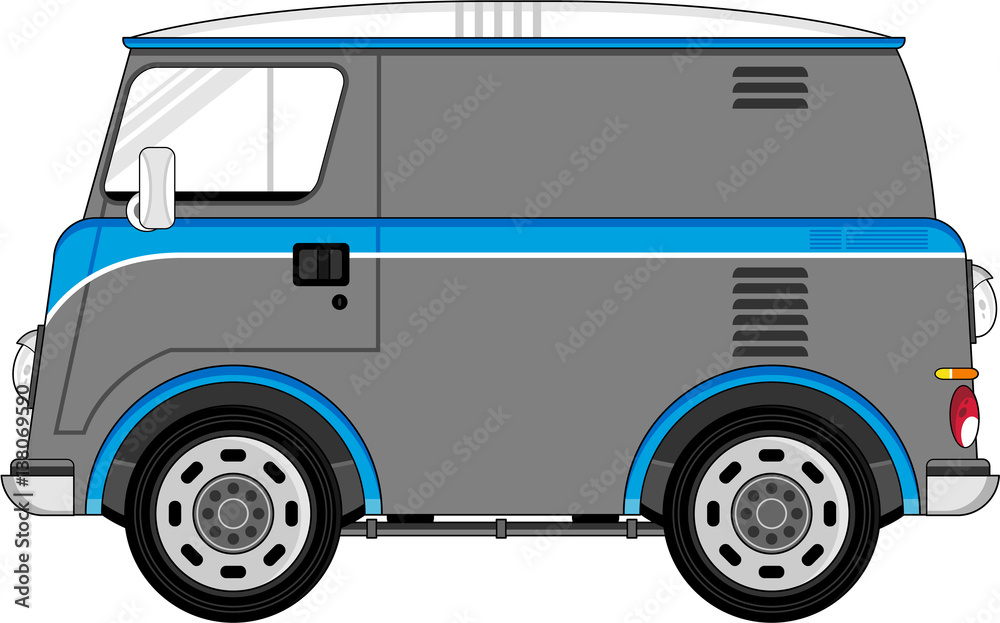 Cartoon Camper Style Mini Van Stock Vector | Adobe Stock