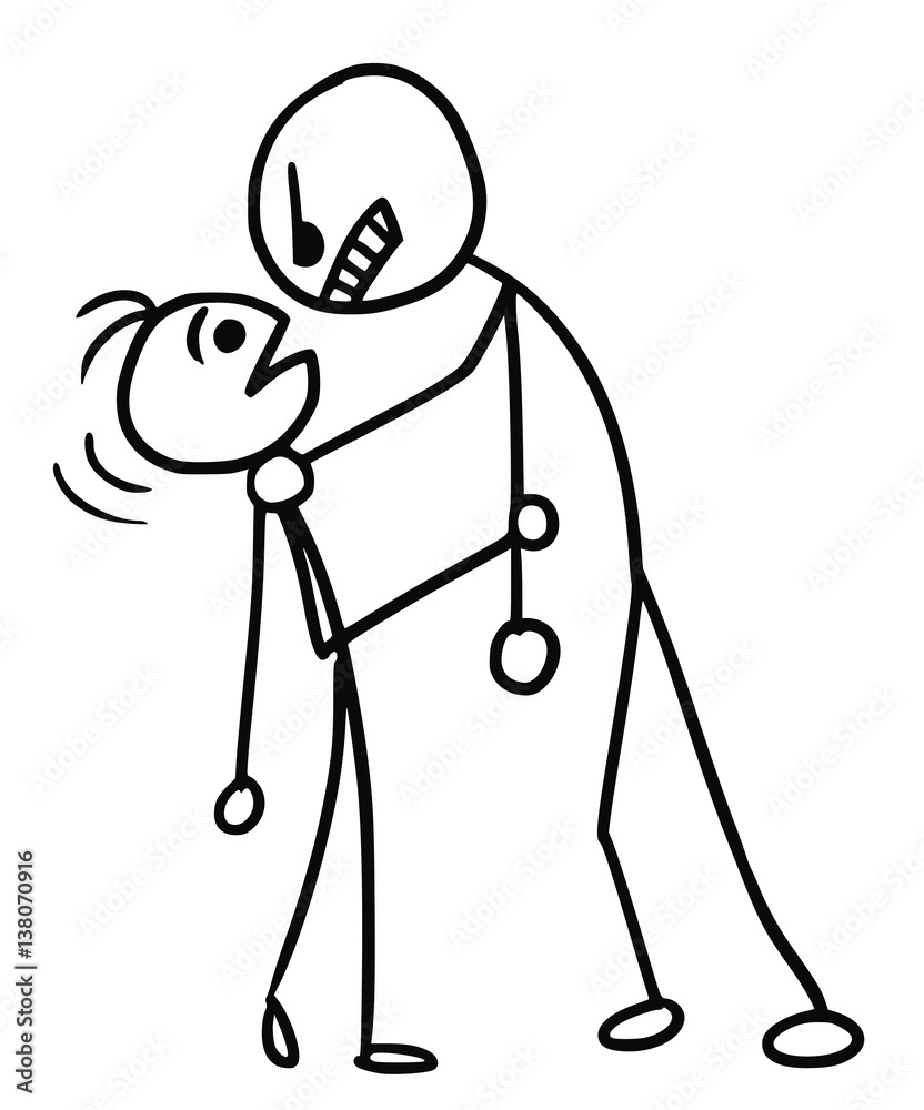 Stickman Cartoon of Smaller Guy Attacked by Stronger Man Stock Vector ...