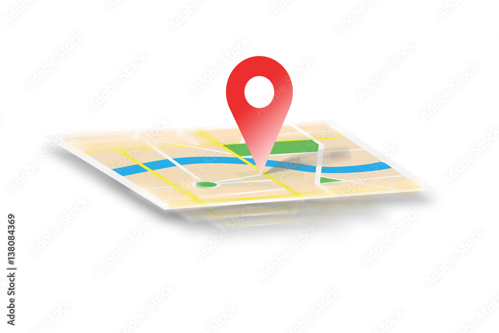 Interactive map isolated on a background - GPS localization concept ...