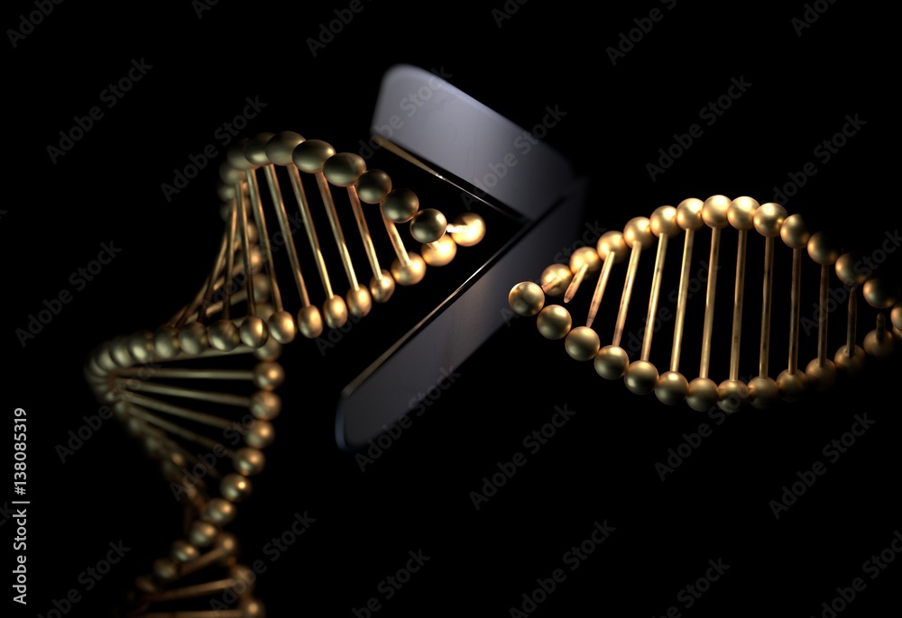 DNA cut with a scissor 3d illustration Stock Illustration | Adobe Stock