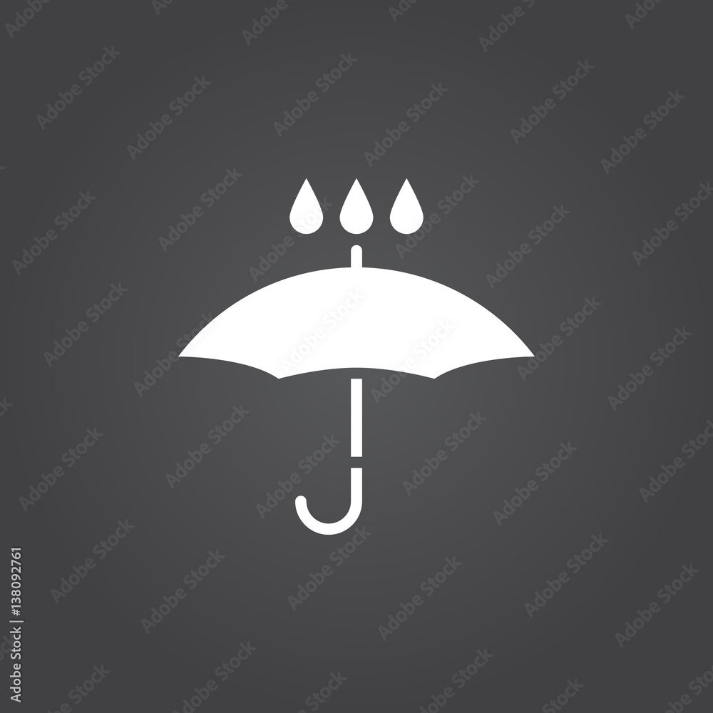 rain icon vector, solid logo, white sign isolated, forecast weather ...