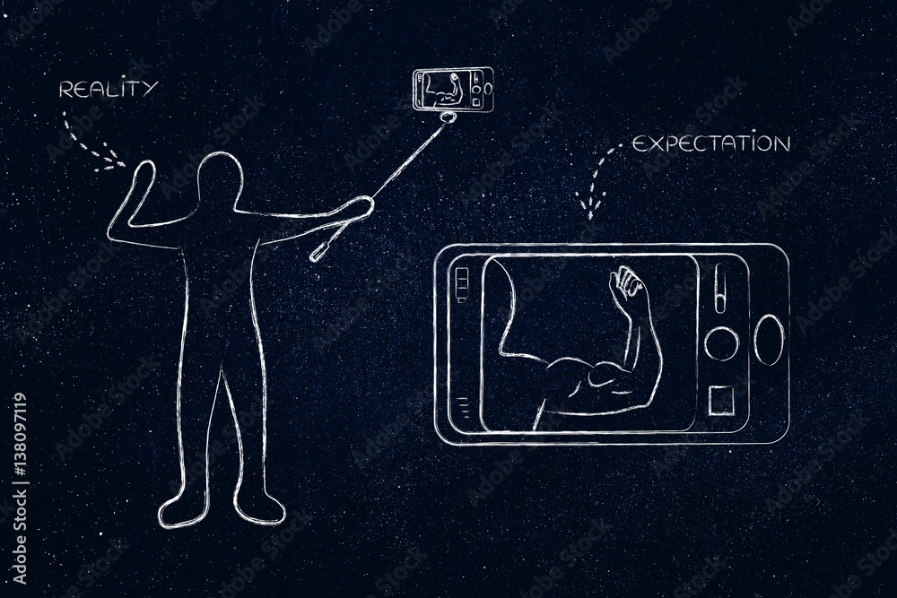social media & body image: expectations vs reality Stock-Illustration ...