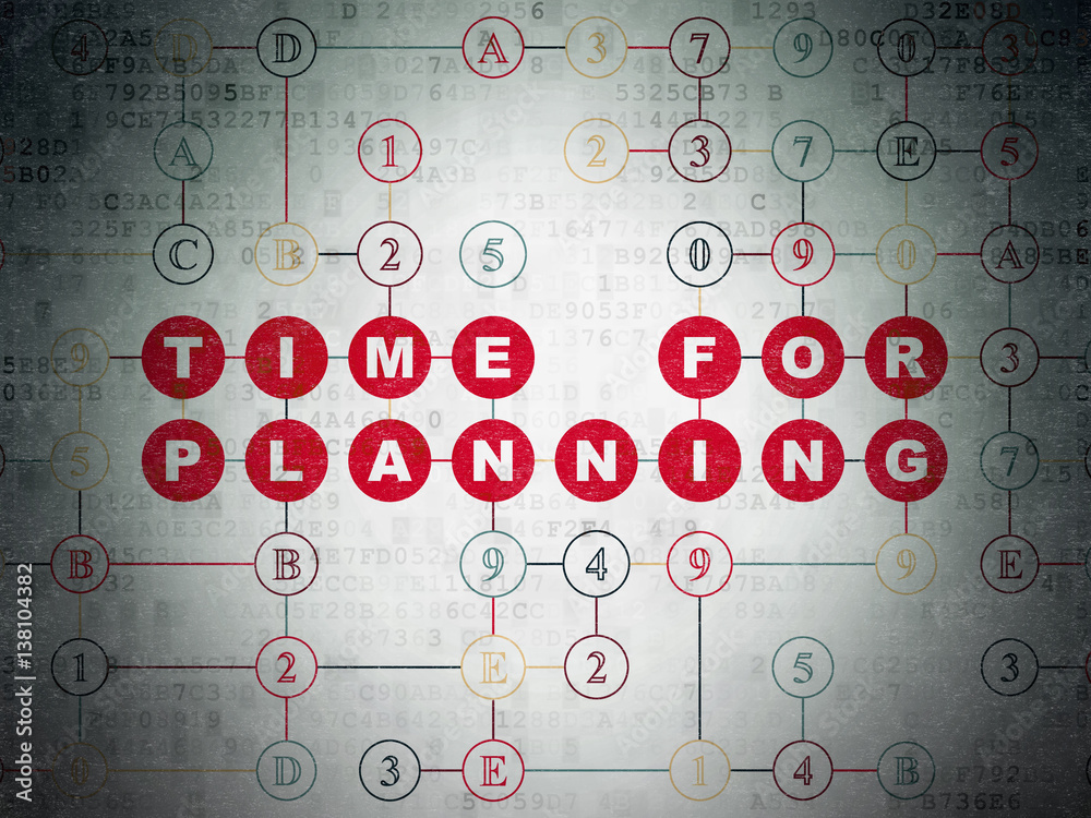 Timeline concept: Time for Planning on Digital Data Paper background ...