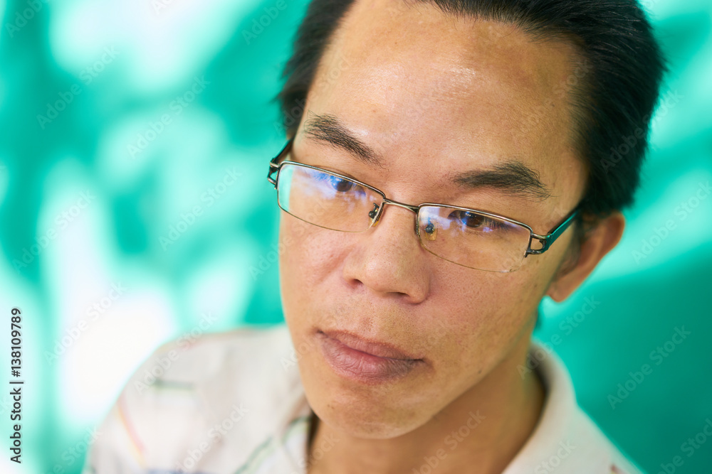 Worried Chinese Young Man Sad Asian Guy Looking Down foto de Stock ...