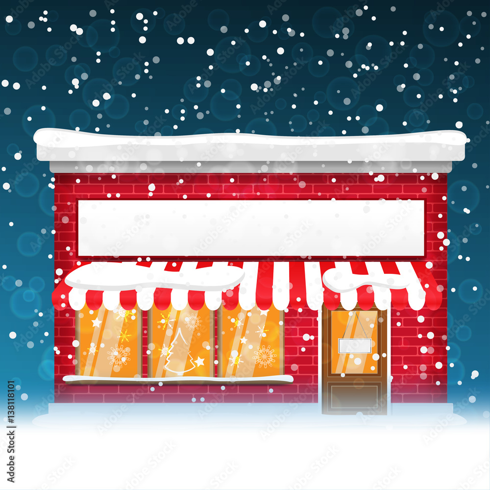 facade of a brick storefront. vector illustration Stock Vector | Adobe ...
