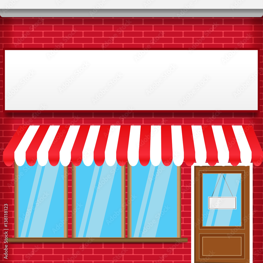 facade of a brick storefront. vector illustration Stock Vector | Adobe ...