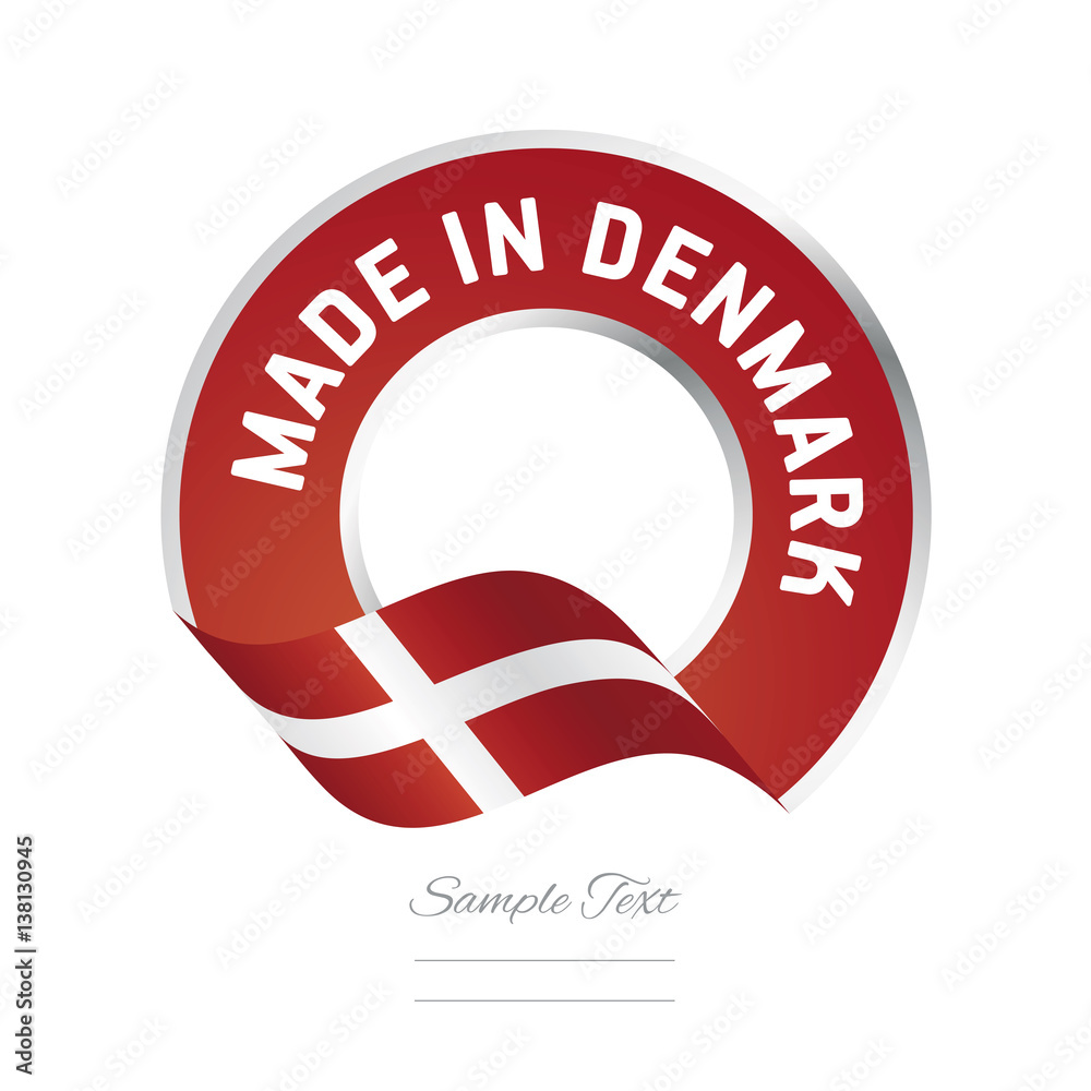 Made in Denmark flag red color label button logo icon banner Stock ...