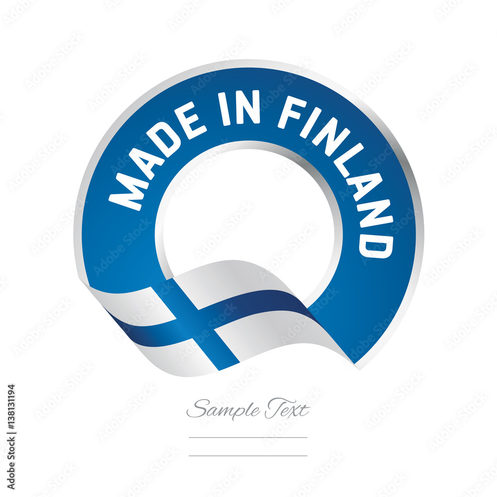 Made in Finland flag blue color label button logo icon banner Stock ...