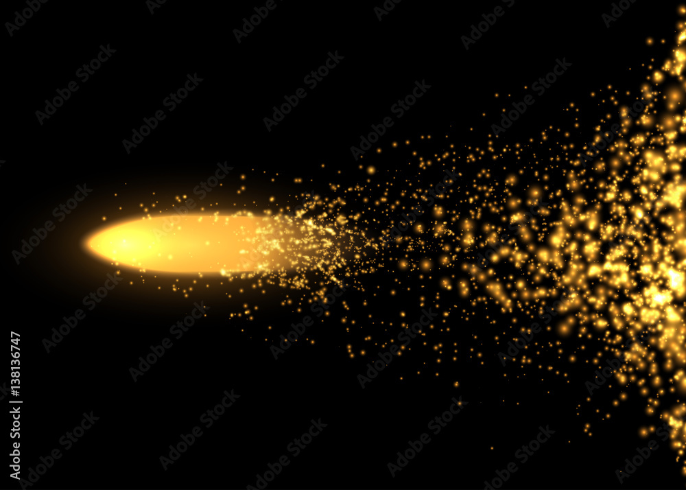 Flying bullet from light particles. Vector illustration. Stock Vector ...
