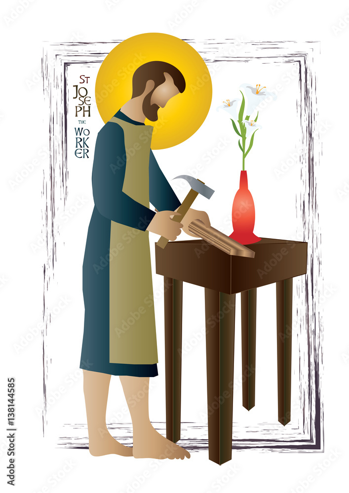 St Joseph the worker, abstract artistic religious design Stock Vector ...