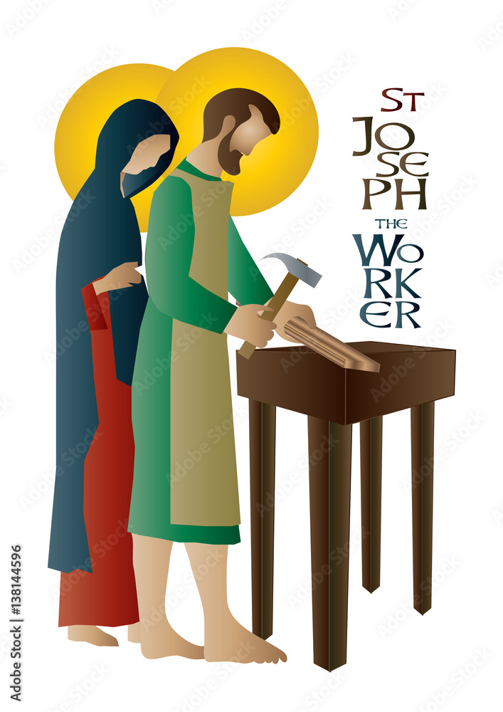 St Joseph the worker, abstract artistic religious design Stock Vector ...