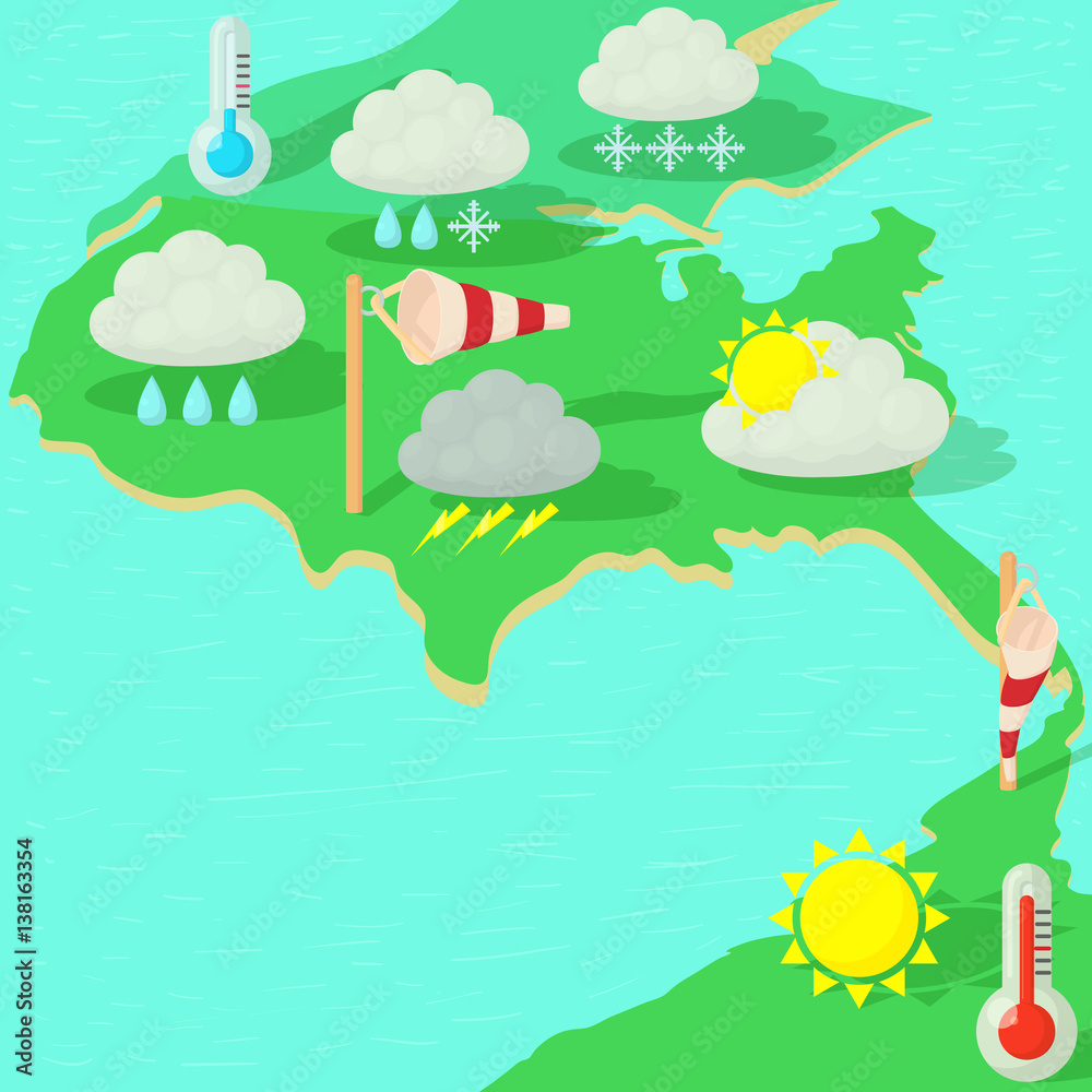 Weather symbols concept map, cartoon style Stock Vector | Adobe Stock