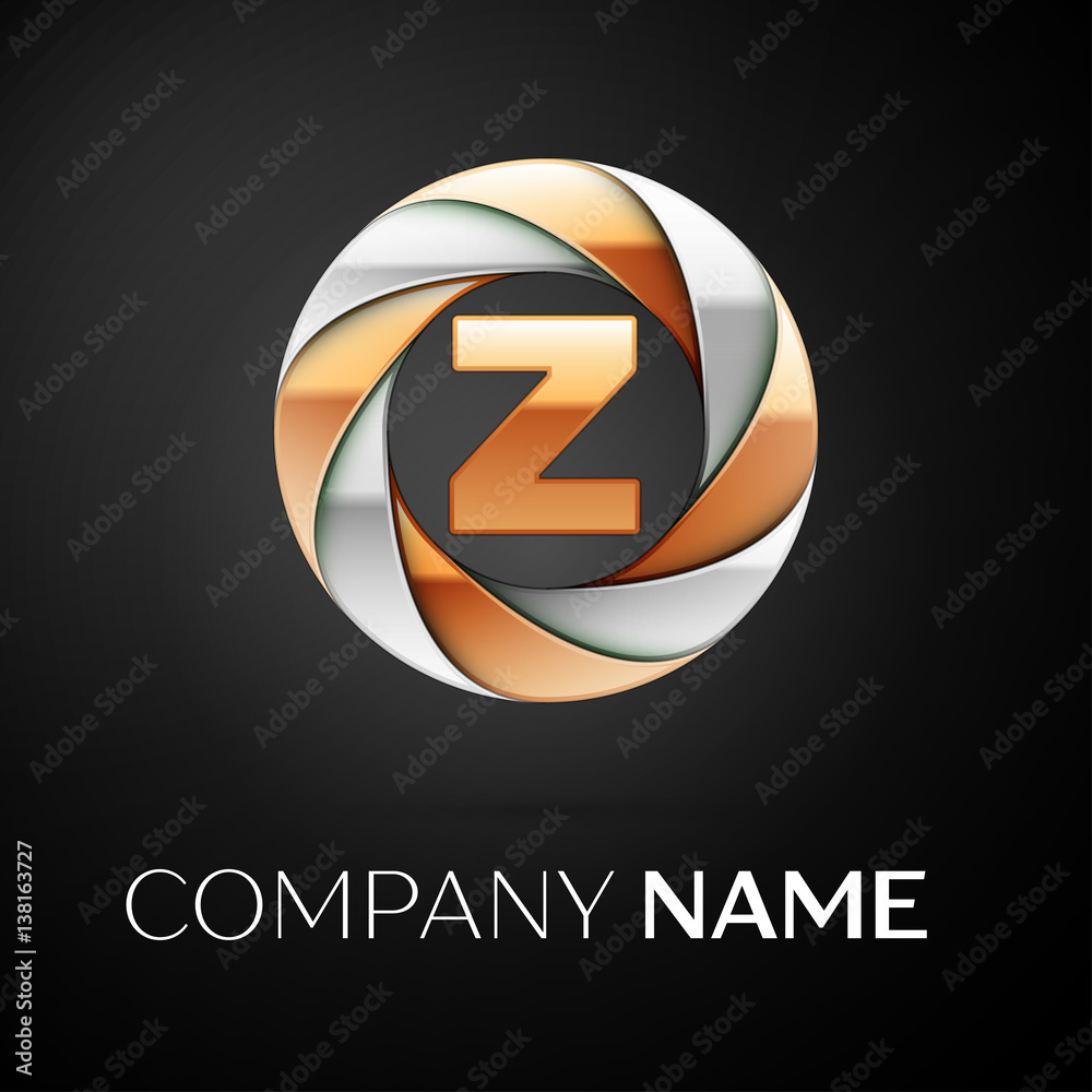 Letter Z vector logo symbol in the colorful circle on black background ...