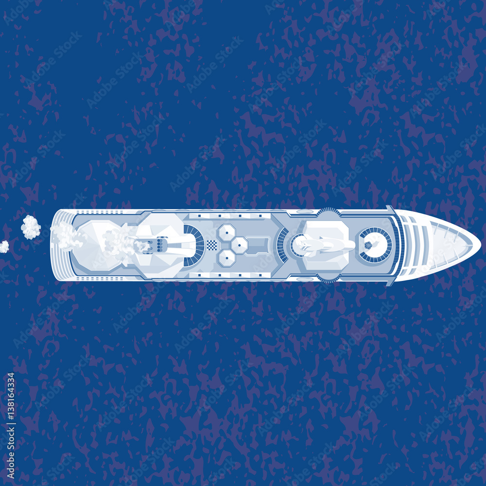 Technical top view illustration of a cruise ship. Stock Vector | Adobe ...