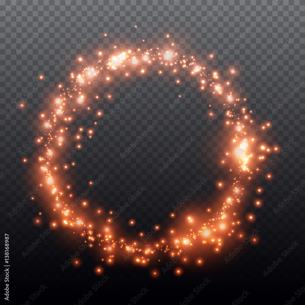 Vector glowing ring of shine particles. Abstract glittering shape on ...