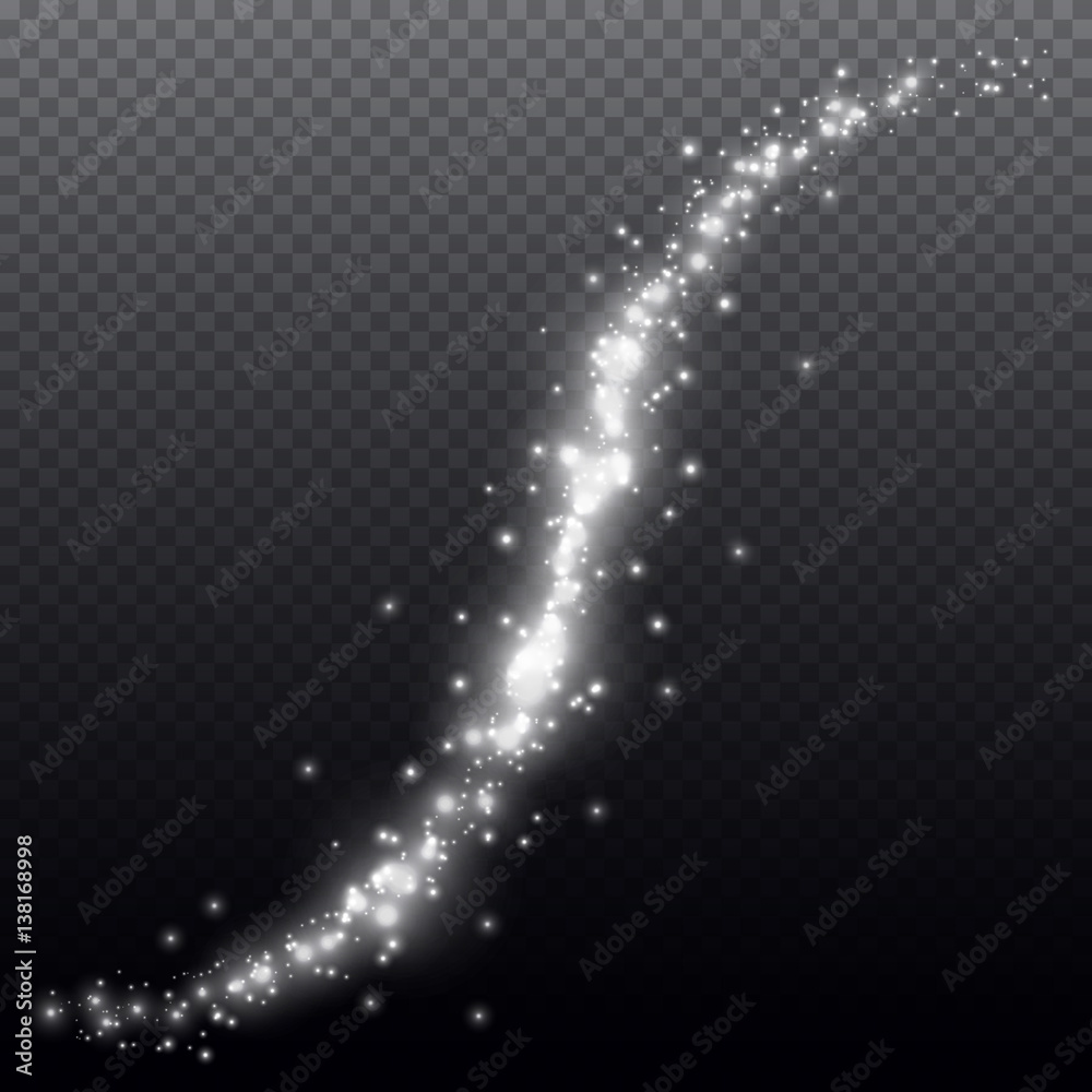 Glittering star dust trail sparkling particles on transparent ...