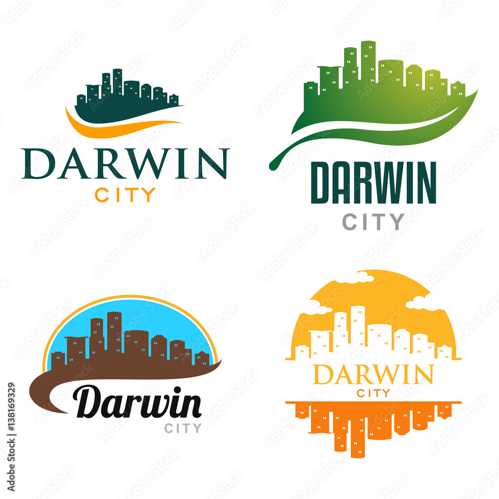 Darwin Australia City Landscape Cityscape Skyline Logo Stock Vector ...