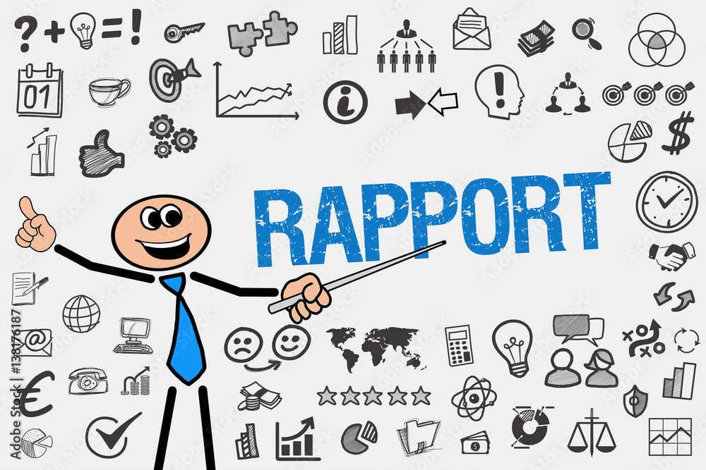 Rapport / Mann mit Symbole ilustración de Stock | Adobe Stock