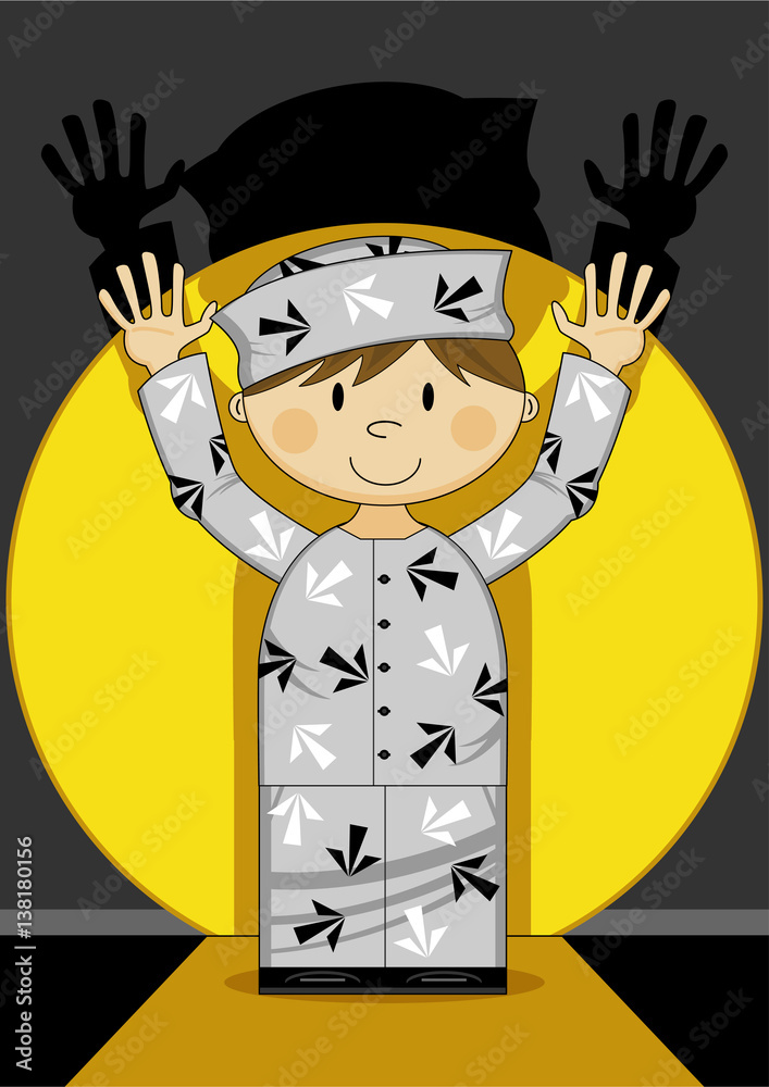 Cute Cartoon Prisoner in Spotlight Stock Vector | Adobe Stock