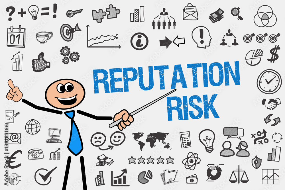 Reputation Risk / Mann mit Symbole Stock 写真 | Adobe Stock