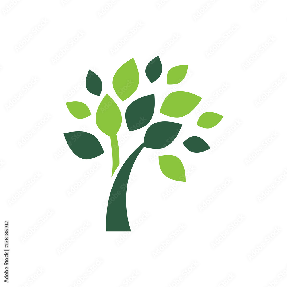 Minimalist green tree logo symbol Stock Vector | Adobe Stock