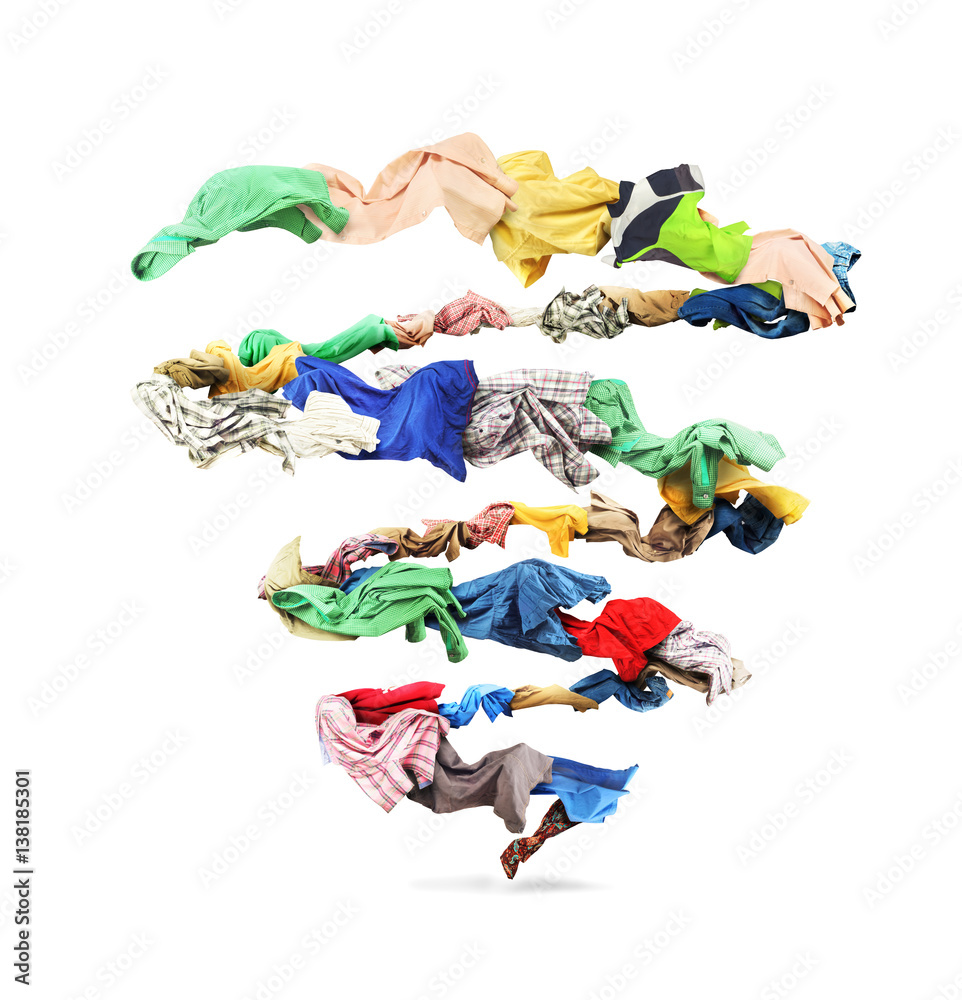 Vertical vortex of clothes isolated on white background Stock Photo ...