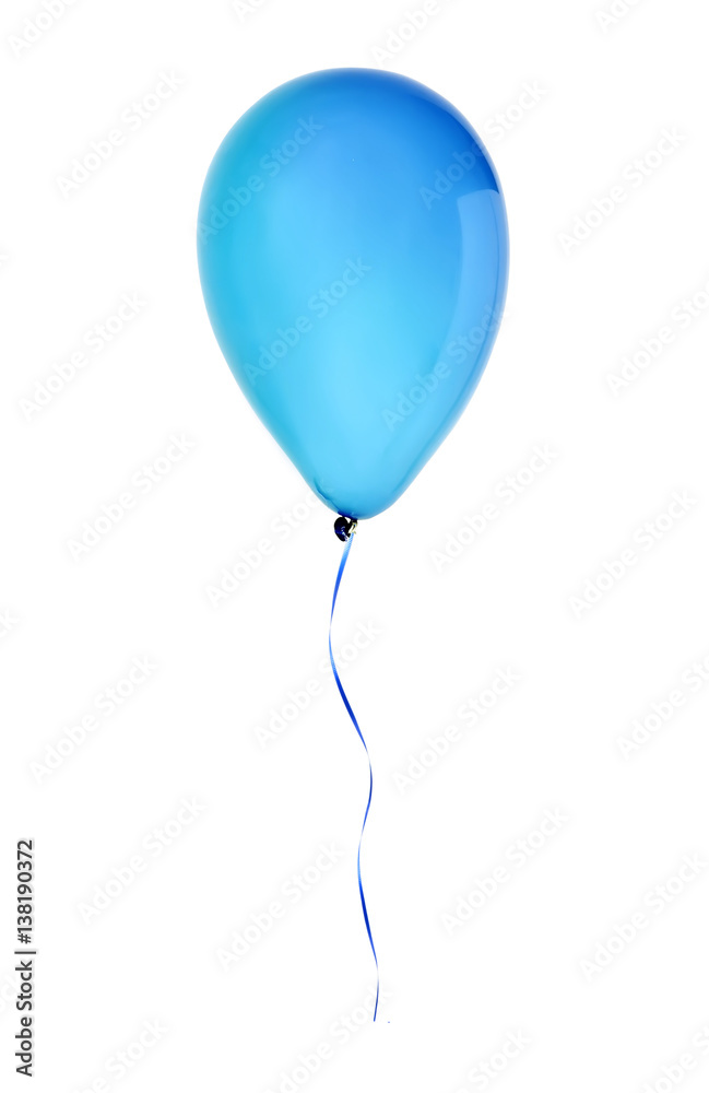 blue happy air flying balloon isolated on white Stock Photo | Adobe Stock
