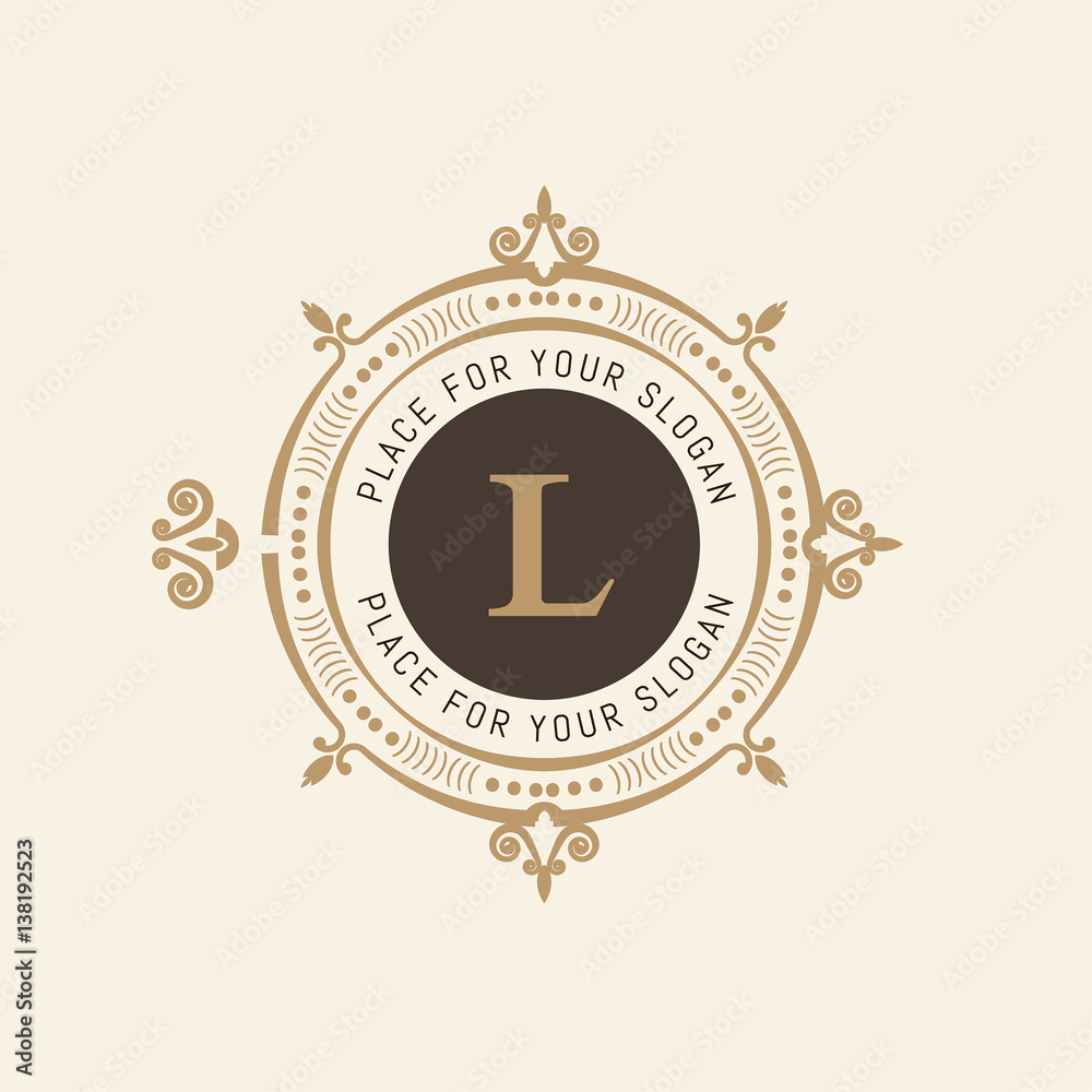 The letter L. Flourishes calligraphic monogram emblem template. Luxury ...