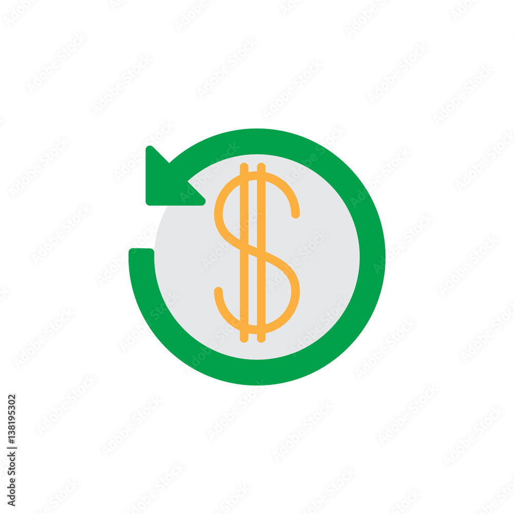 Dollar sign with arrow around icon vector, filled flat glyph, solid ...