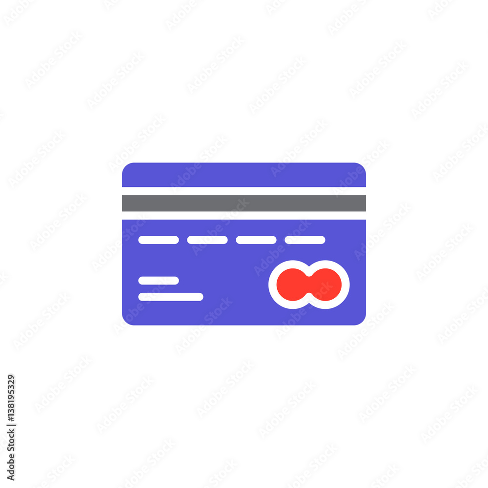 Credit card icon vector, filled flat sign, solid colorful pictogram ...