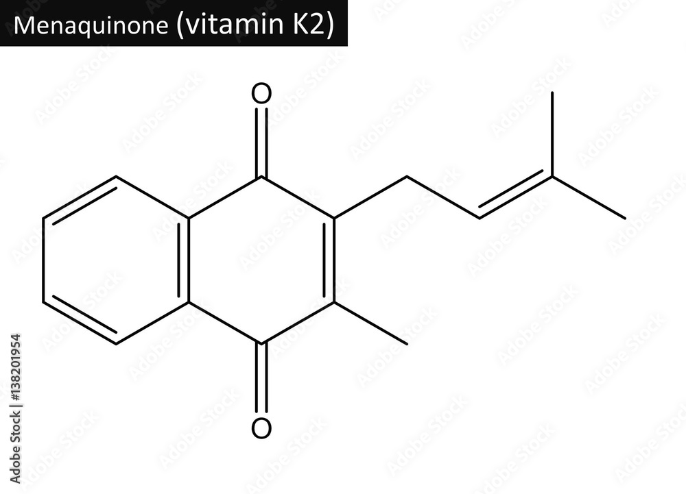 Molecular structure of menaquinone (vitamin K) Stock Illustration ...