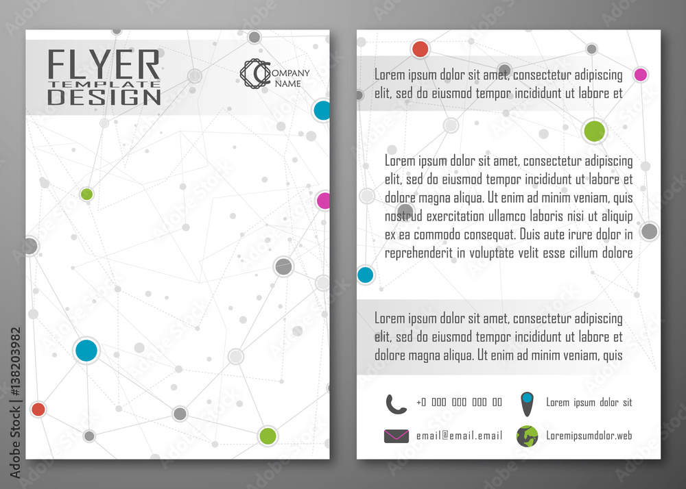 Abstract flyer template design with polygonal background, geometrical ...