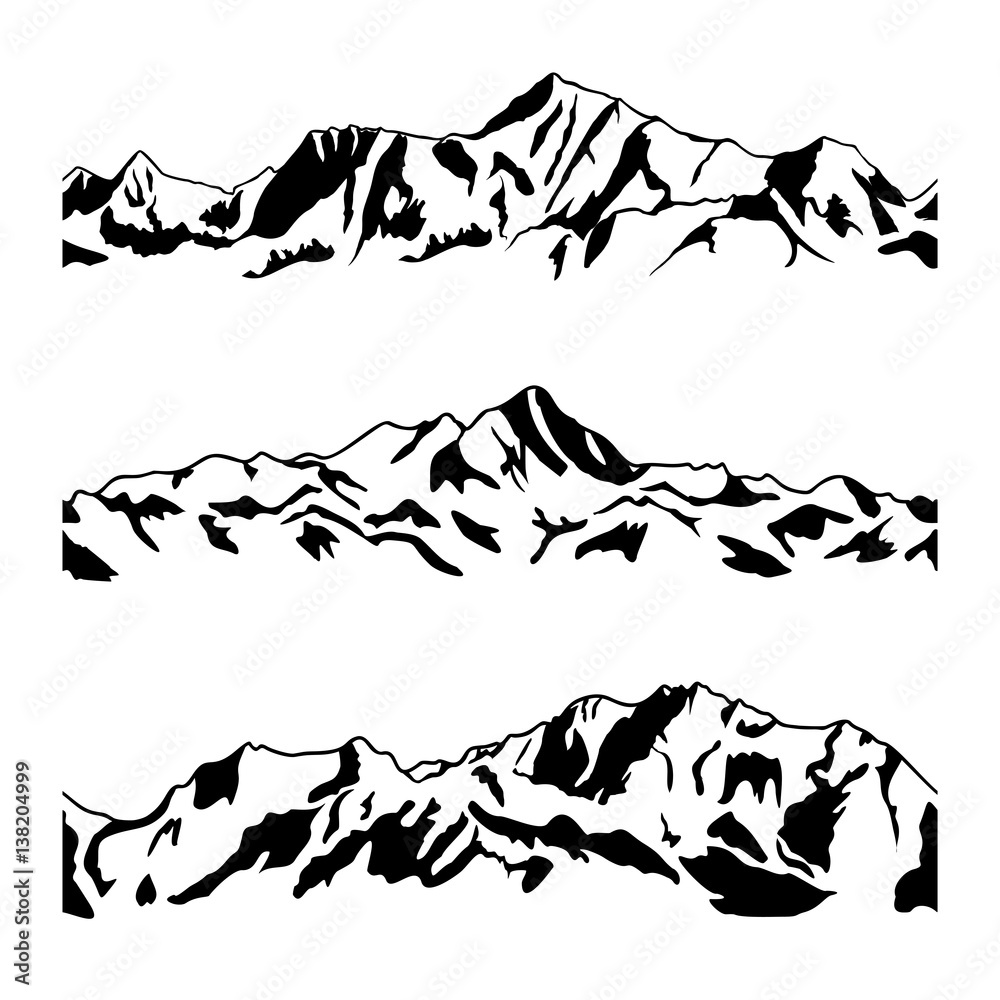Mountain range seamless border Stock Vector | Adobe Stock