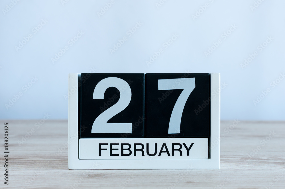 February 27th. Day 27 of month, everyday calendar on wooden table ...